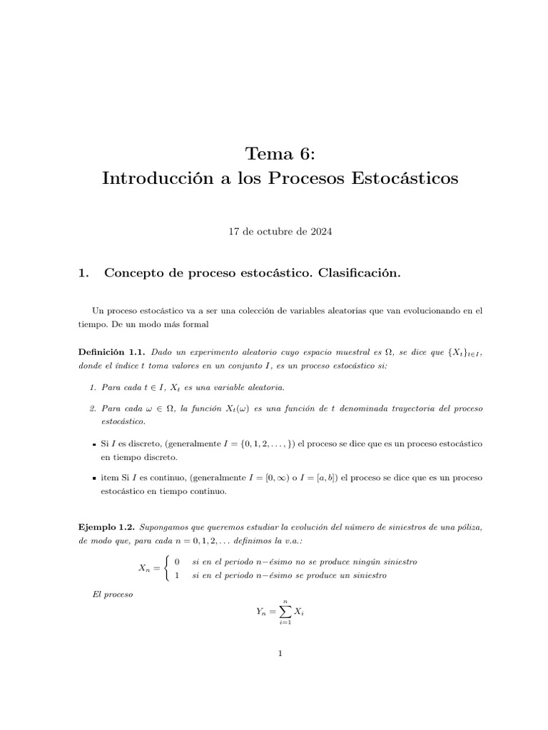 Tema 6 Procesos - Estocasticos | PDF | Proceso estocástico | Variable aleatoria