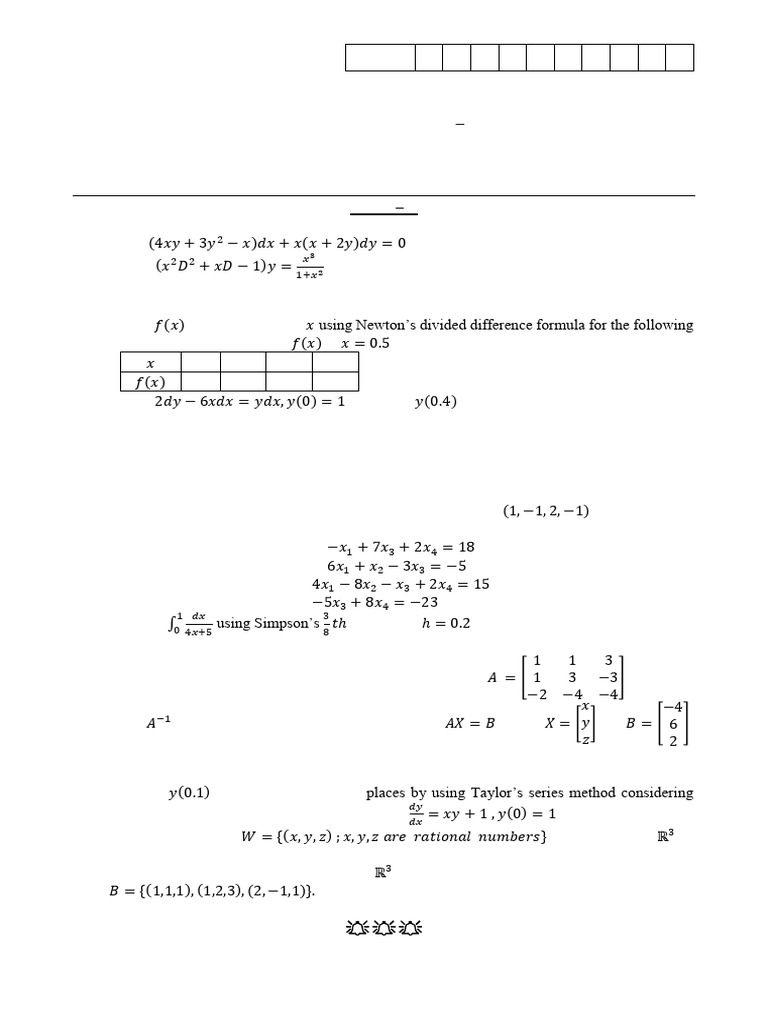 MATH (Chem Cycle) Endsem Paper 2022 Sem 1 | PDF | Linear Subspace | Linear Algebra