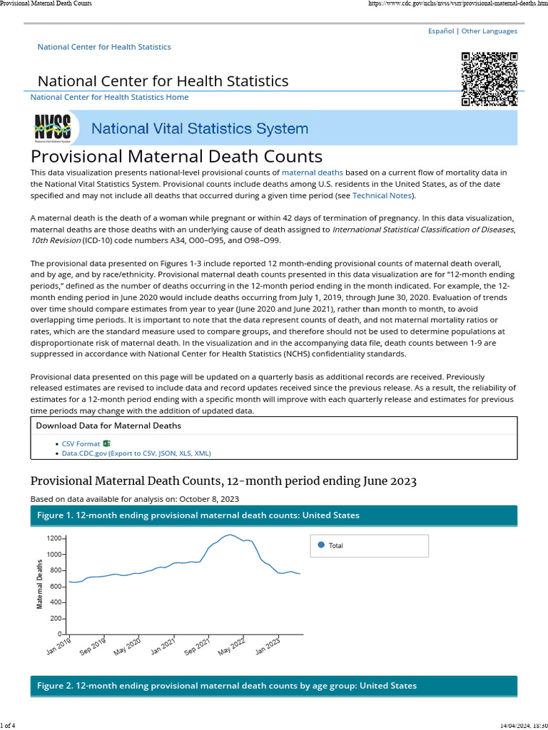 National Centre For Health Statistics CDC 2023 | PDF | Maternal Death | Health Policy