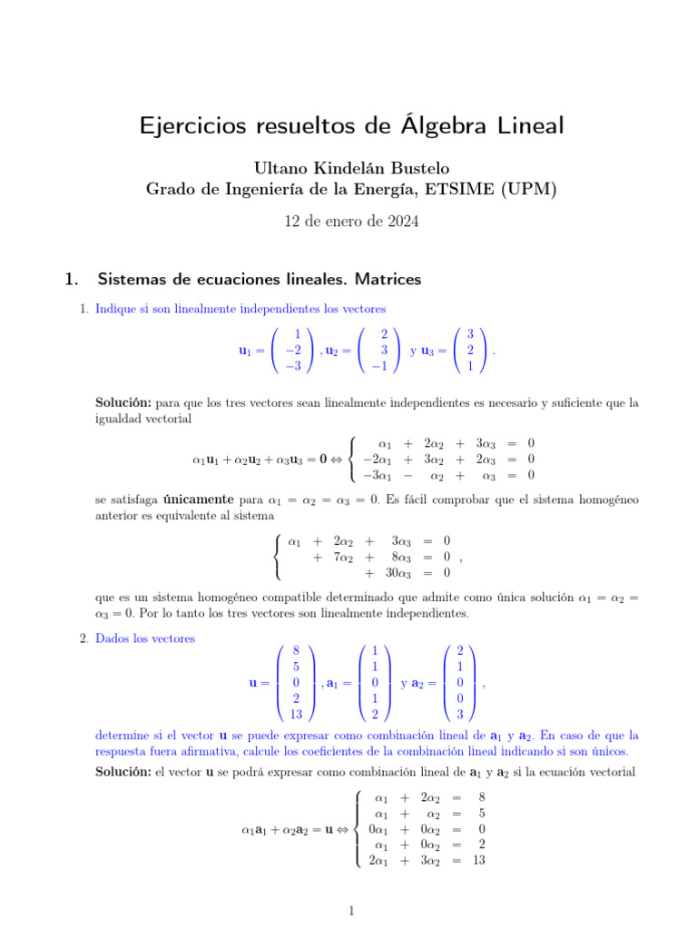 Ejercicios de Algebra para praticar | PDF | Espacio vectorial | Vector Euclidiano
