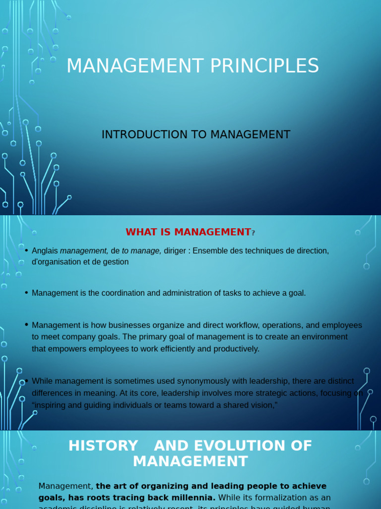 Cours 1 Management Principles | PDF | Goal | Human Resources