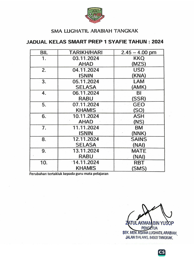 Jadual Smart Prep 1-3 | PDF