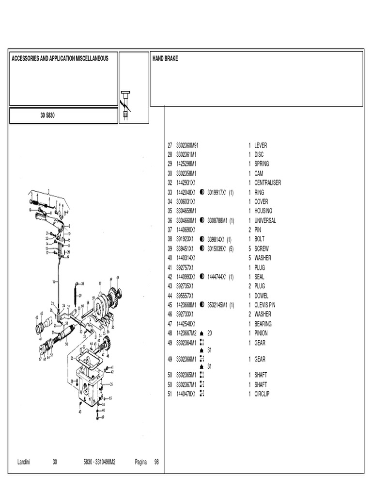 Landini 5830 - Parts Catalog | PDF | Screw | Steering