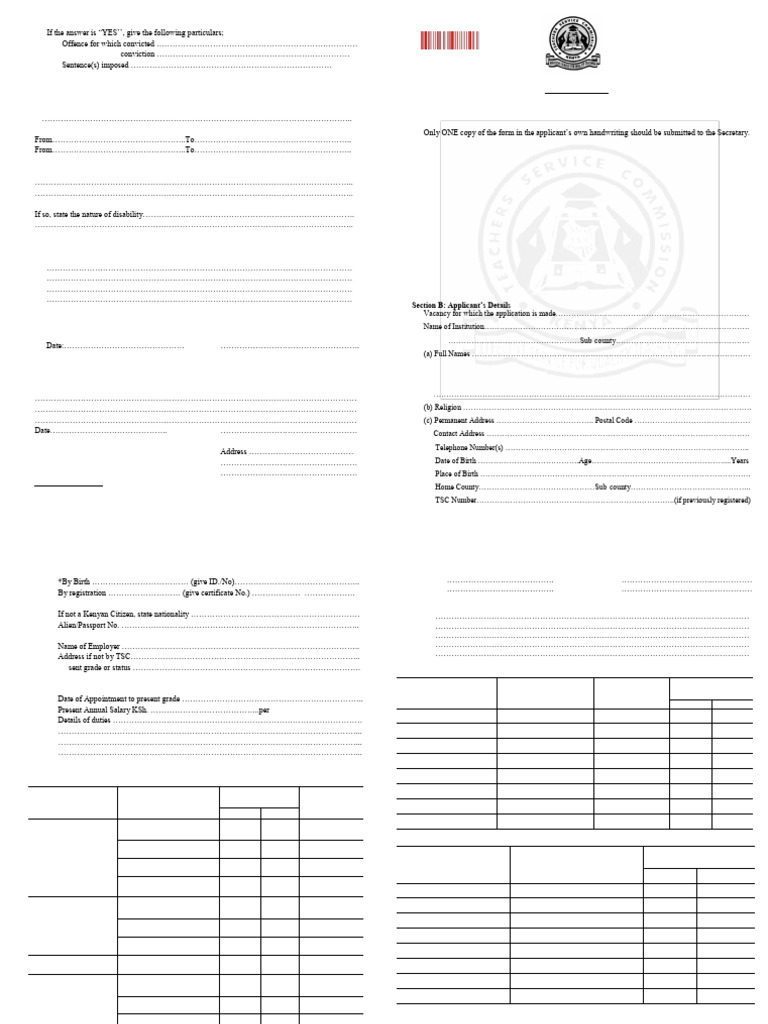TSC Application For Employment | PDF | Common Law | Justice
