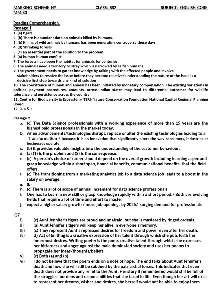 SS2 English Core Marking Scheme | PDF | Foreign Language Studies | Art