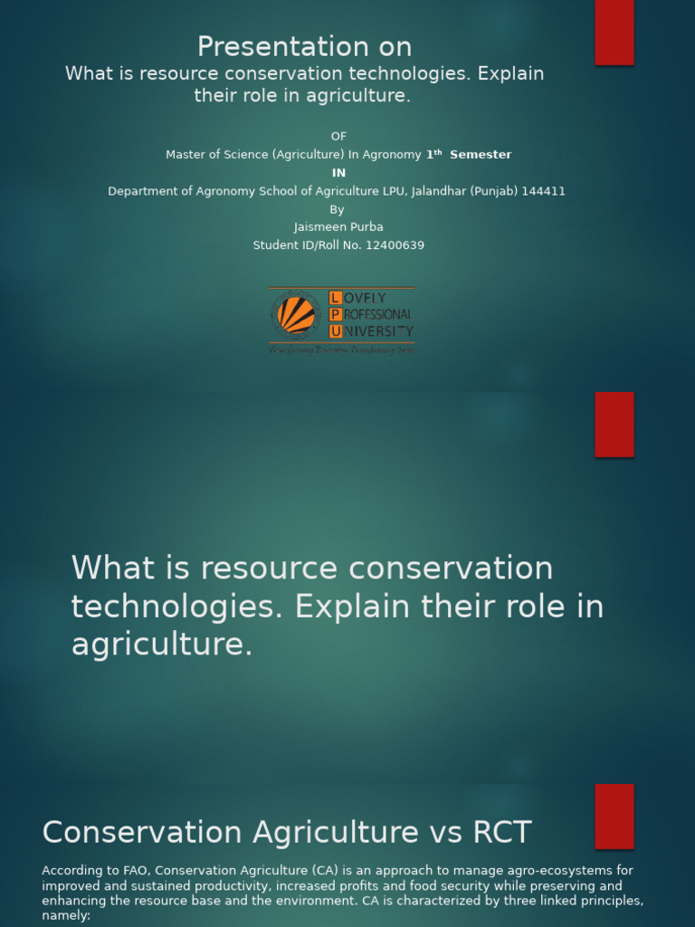 Resource Conservation Technologies in Agriculture | PDF | Agriculture ...