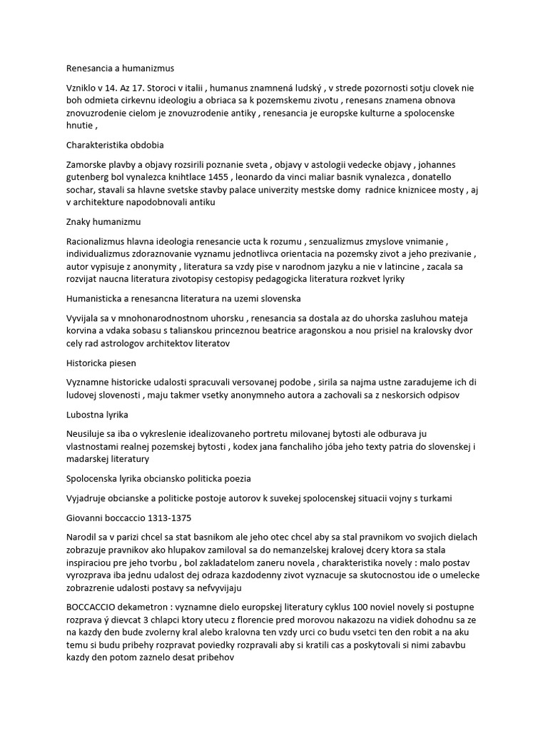 Renesancia A Humanizmus | PDF