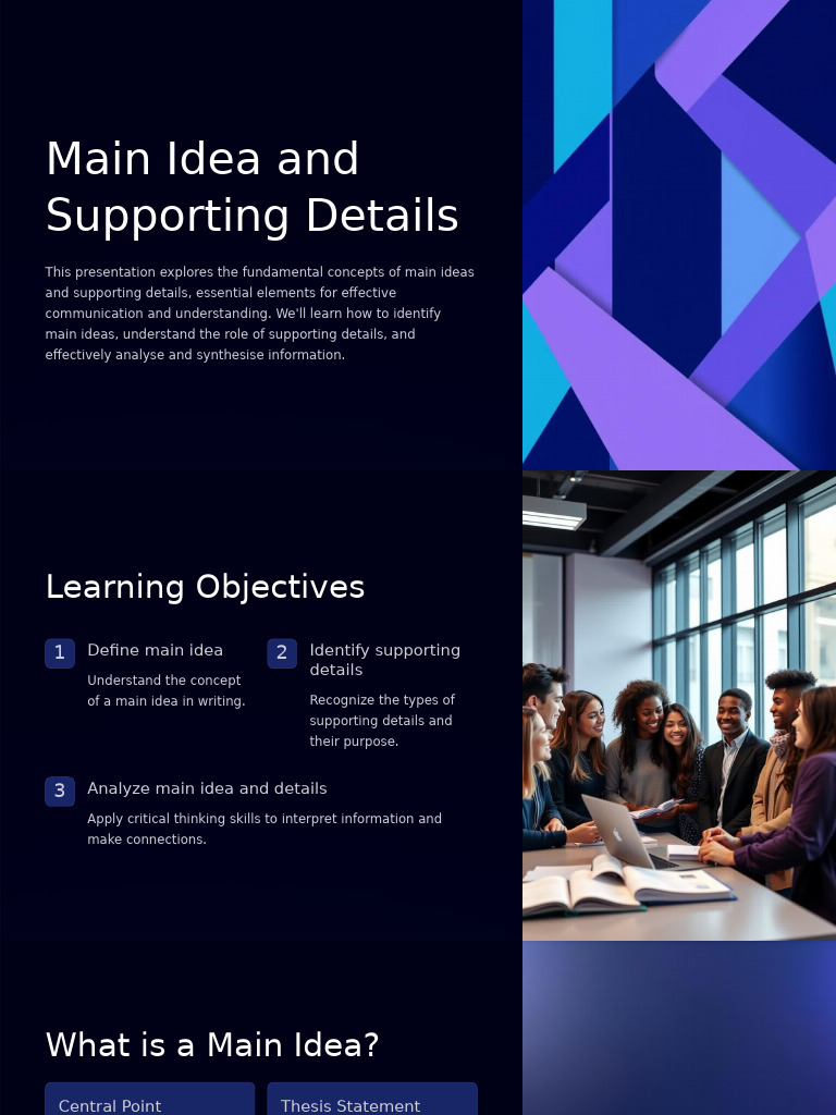 Main Idea and Supporting Details | PDF | Idea | Information