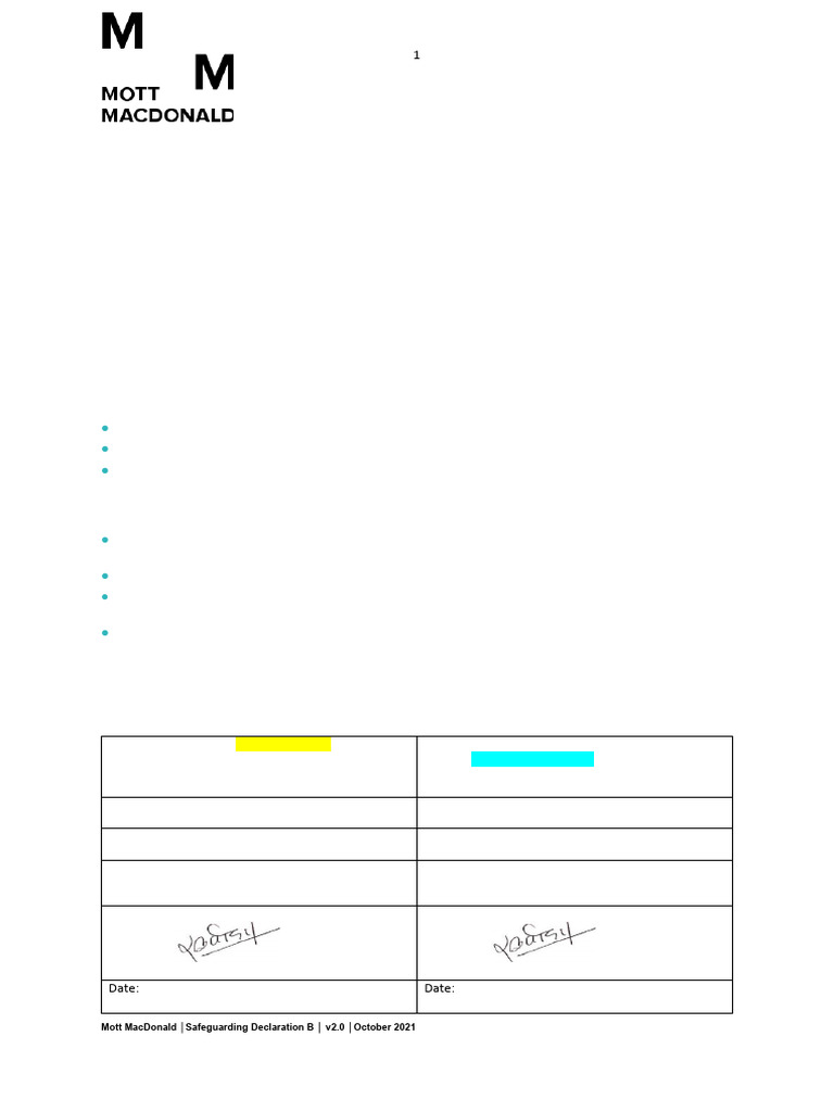 Safeguarding Declaration Form B Clean Copy October 2021 | PDF | Child ...
