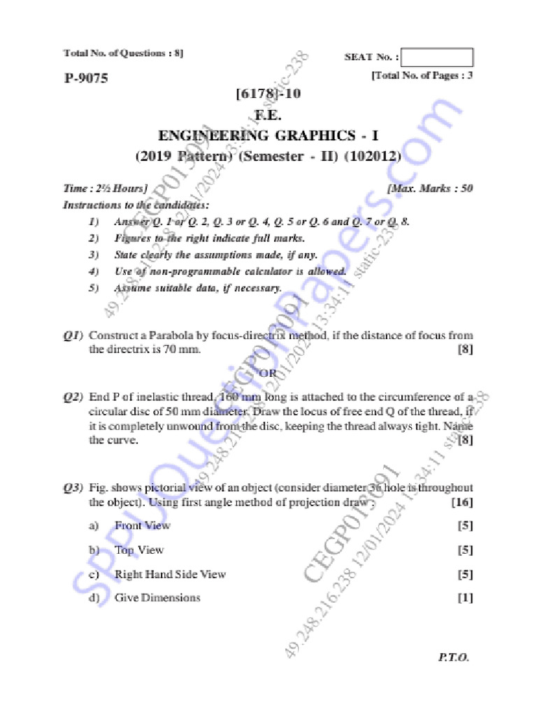 EG FE End Sem Question Paper | PDF