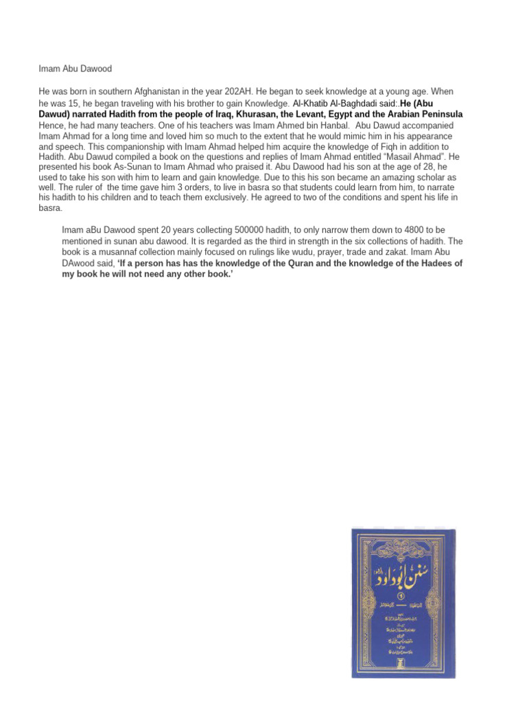 Imam Abu Dawood | PDF | Religion & Spirituality