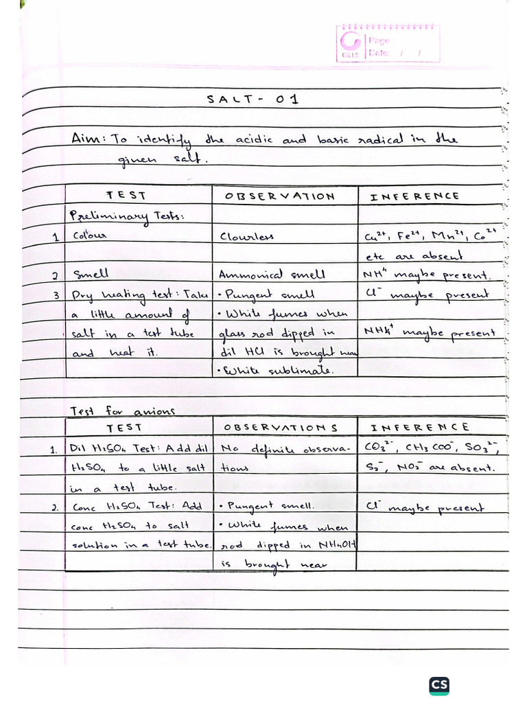 Chemistry Record Salts | PDF