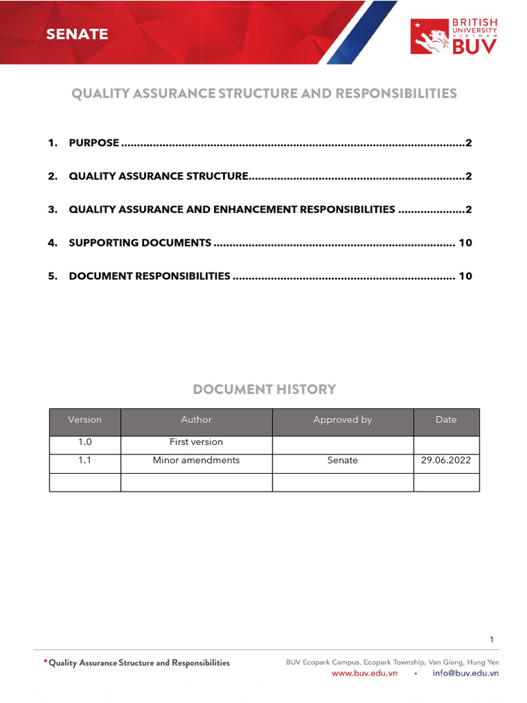 023 Quality Assurance Structure and Responsibilities | PDF | Quality ...