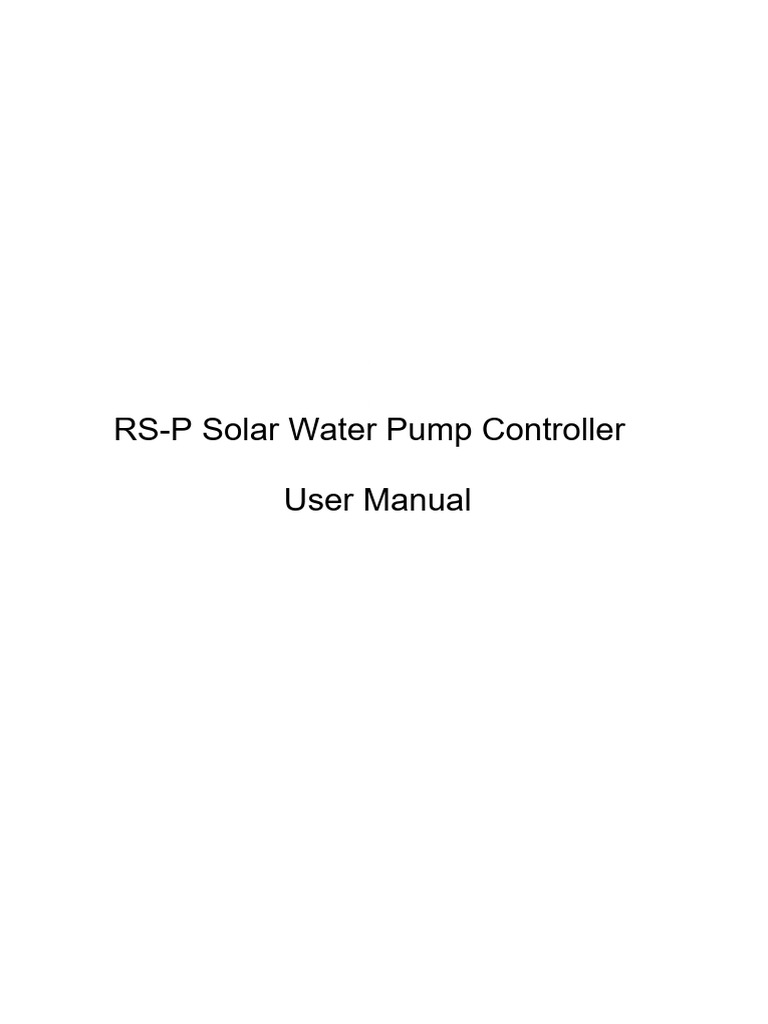 User Manual RS-P Solar Water Pump Controller | PDF | Power Supply ...