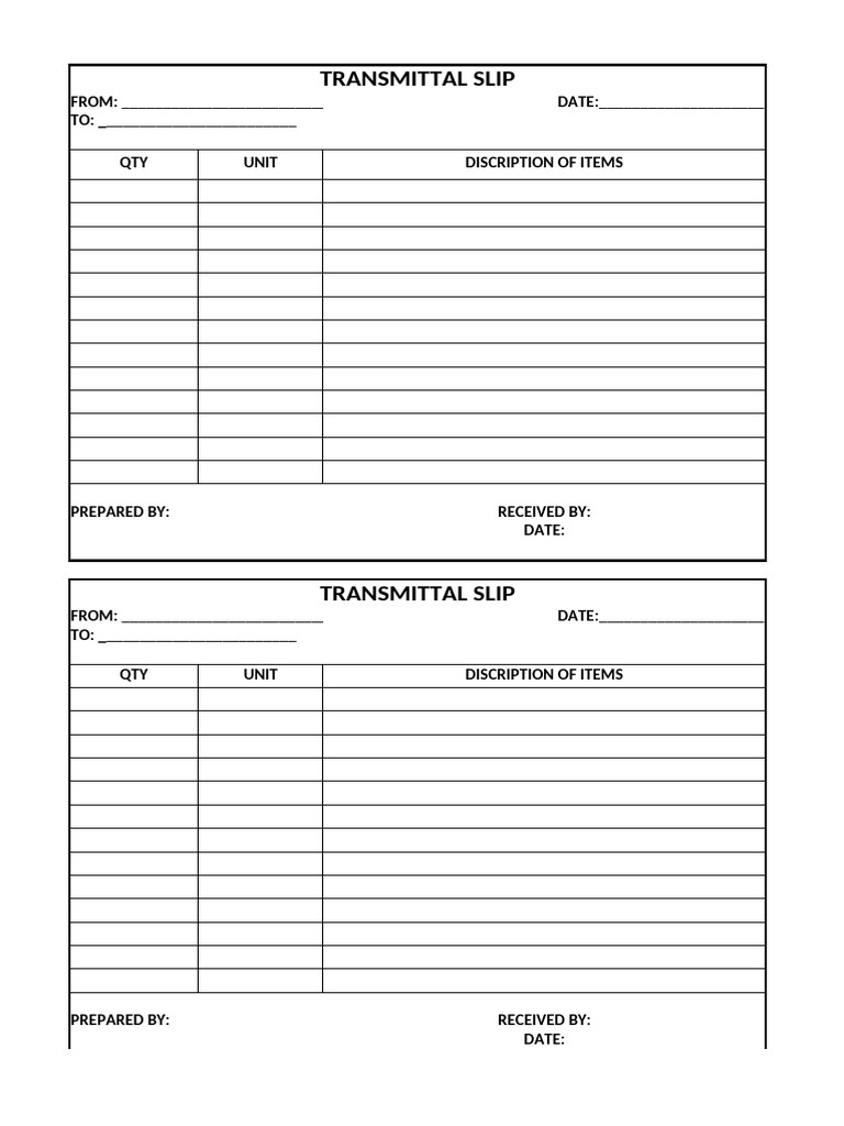 Transmittal Slip Template | PDF
