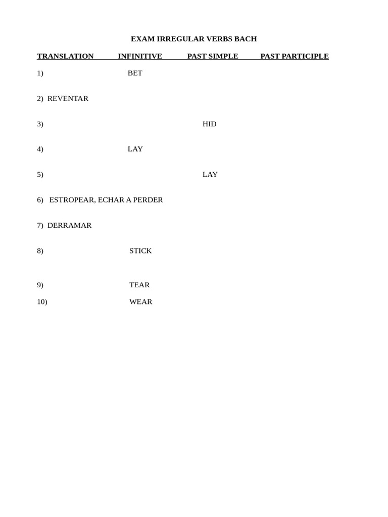 Exam Verbs 1 Bach | PDF | Science & Mathematics