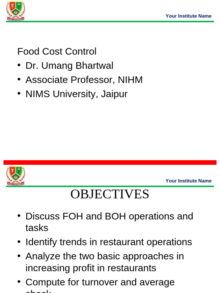 Food Cost Control | PDF | Restaurants | Economies