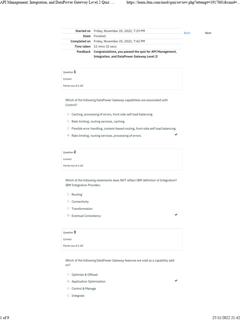 API Management Integration and DataPower Gateway Level 2 Quiz Attempt Review PDF | PDF | Cloud ...