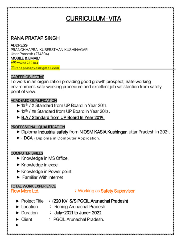 Rana Pratap Singh (Ehs) | PDF | Occupational Safety And Health | Safety