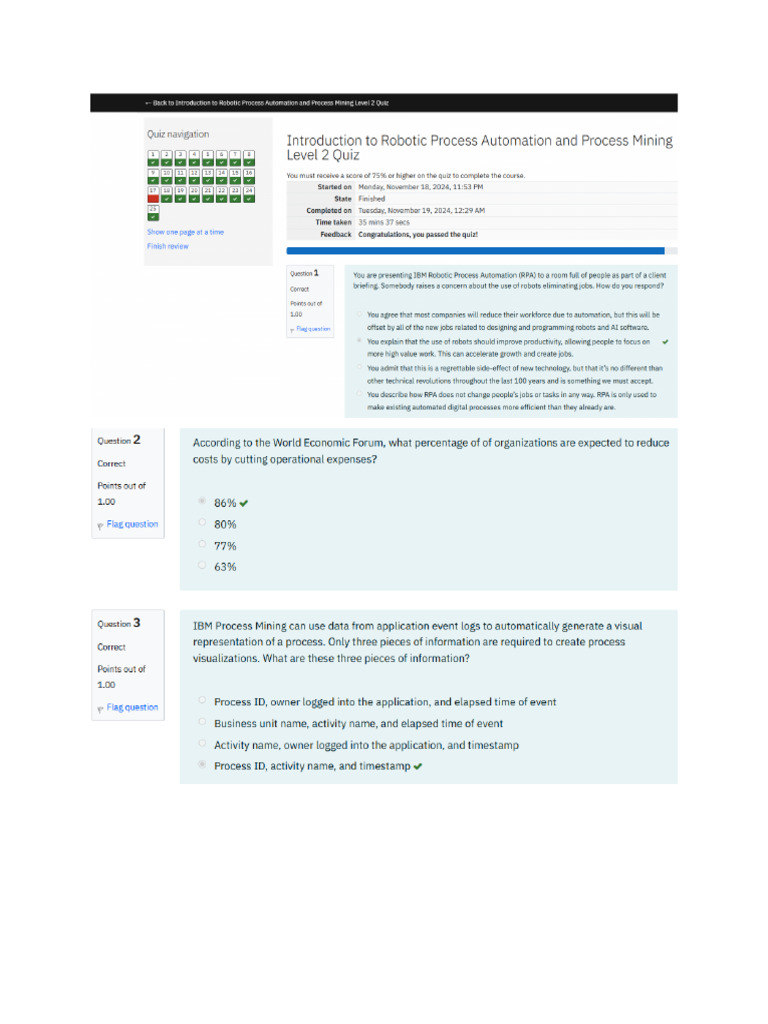 Introduction To Robotic Process Automation And Process Mining Level 2 Quiz Pdf