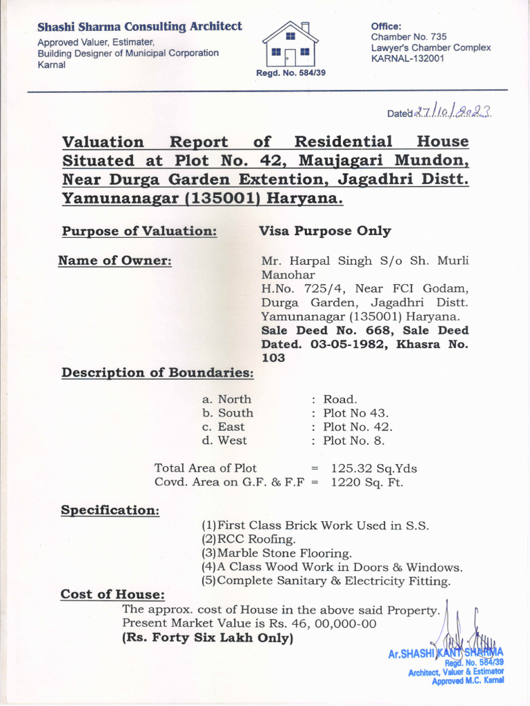 3 Harpakl Singh Property Valuation | PDF