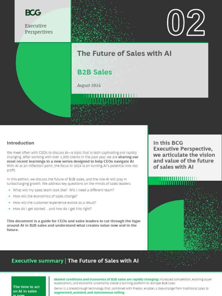 BCG Executive Perspectives Future of Sales With AI EP2 5aug2024 | PDF ...