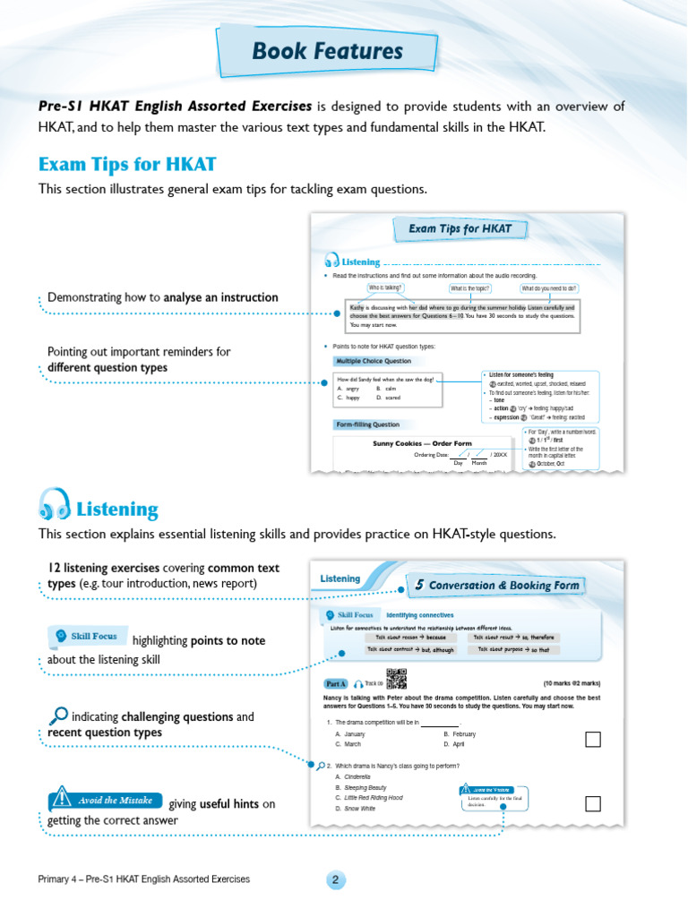 Athens Pre-S1 HKAT English Assorted Exercises & Mock Papers P4 | PDF