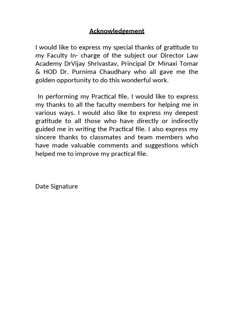 Acknowledgement | PDF | Career & Growth