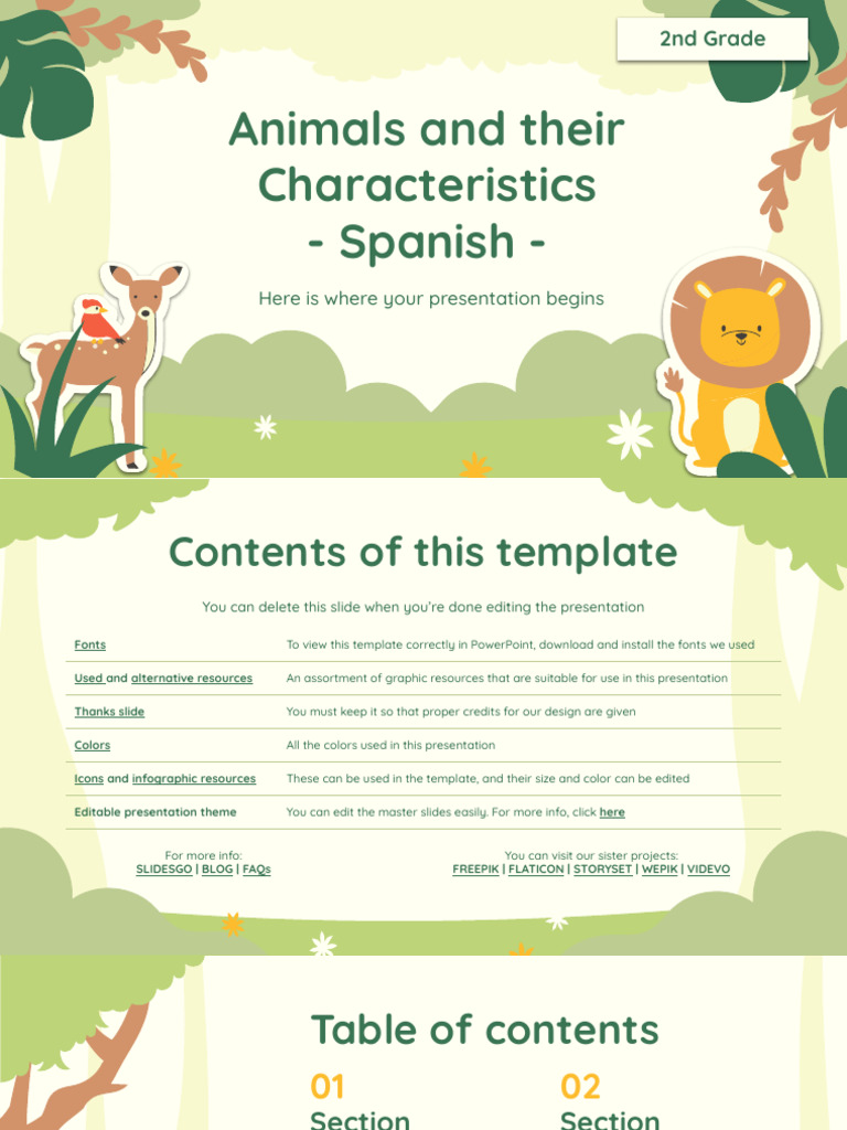 Animals and Their Characteristics - Spanish - Foreign Language - 2nd ...
