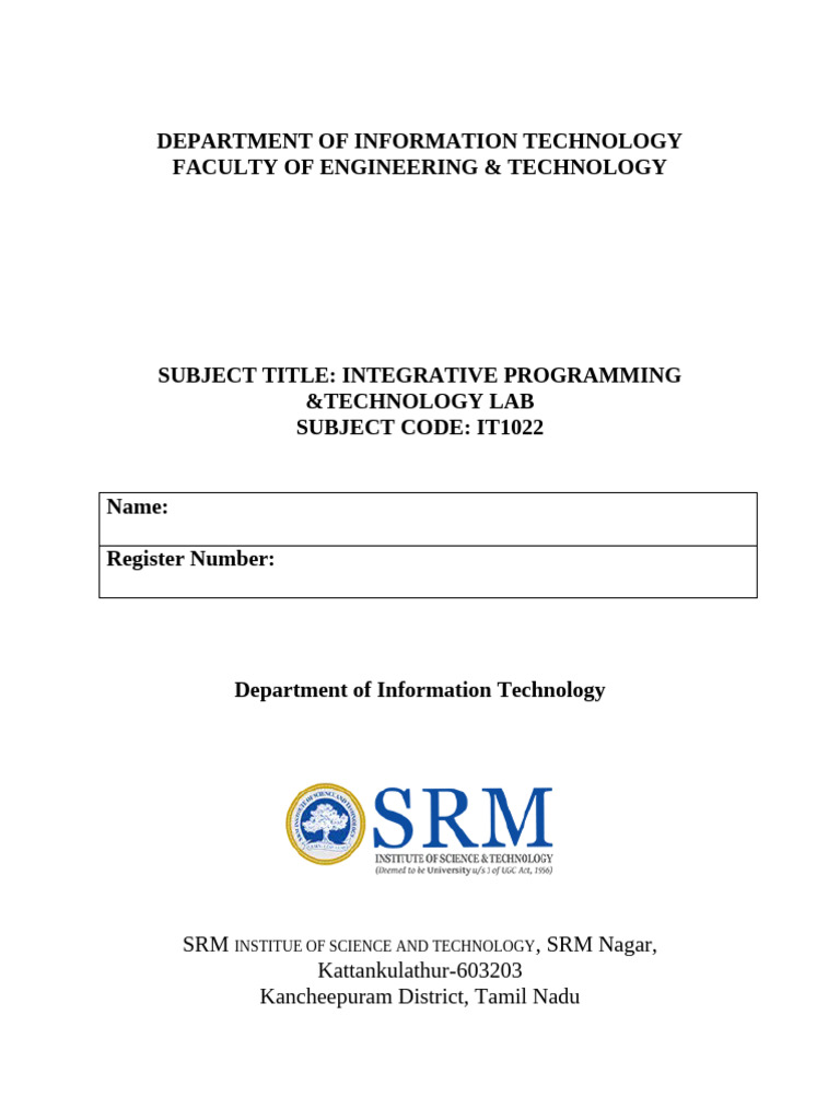 2018-IPT-Lab-Manual | PDF | Method (Computer Programming) | Computer Program