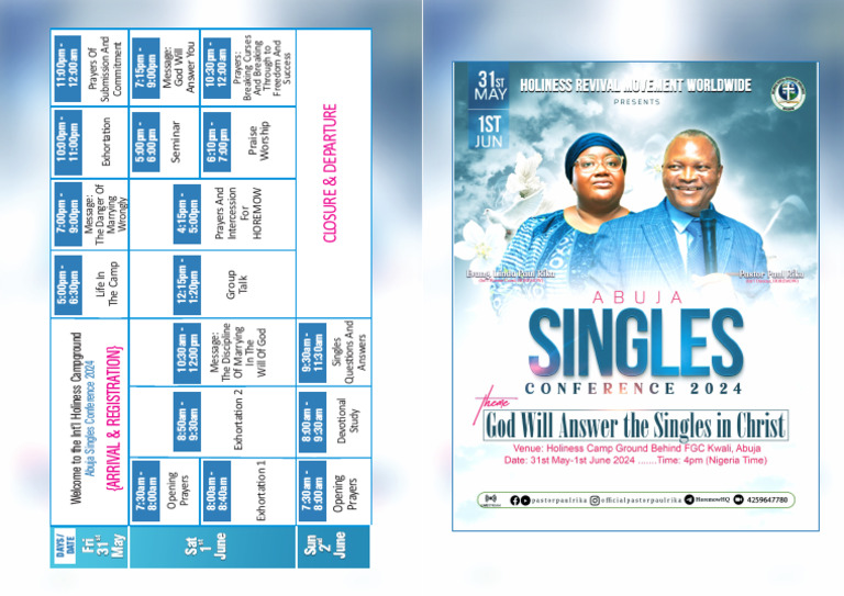 Singles Conference Program Cover | PDF | Prayer | Worship