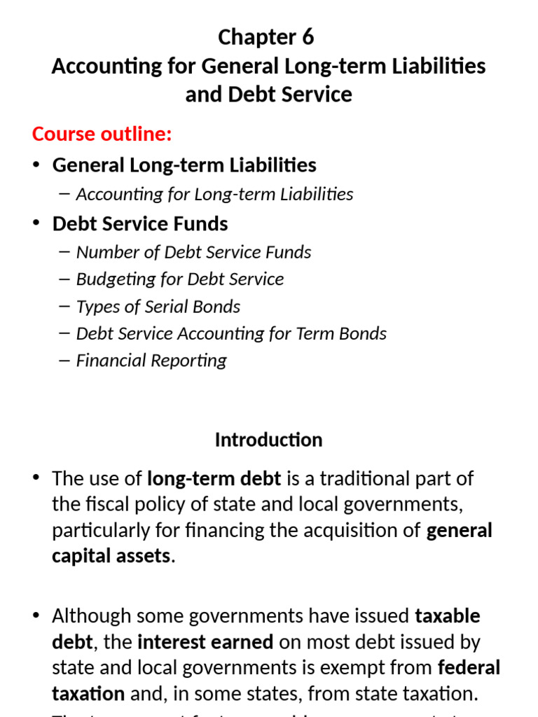 Government and Nonprofit Accounting Chapter 6 | PDF | Debt | Bonds (Finance)