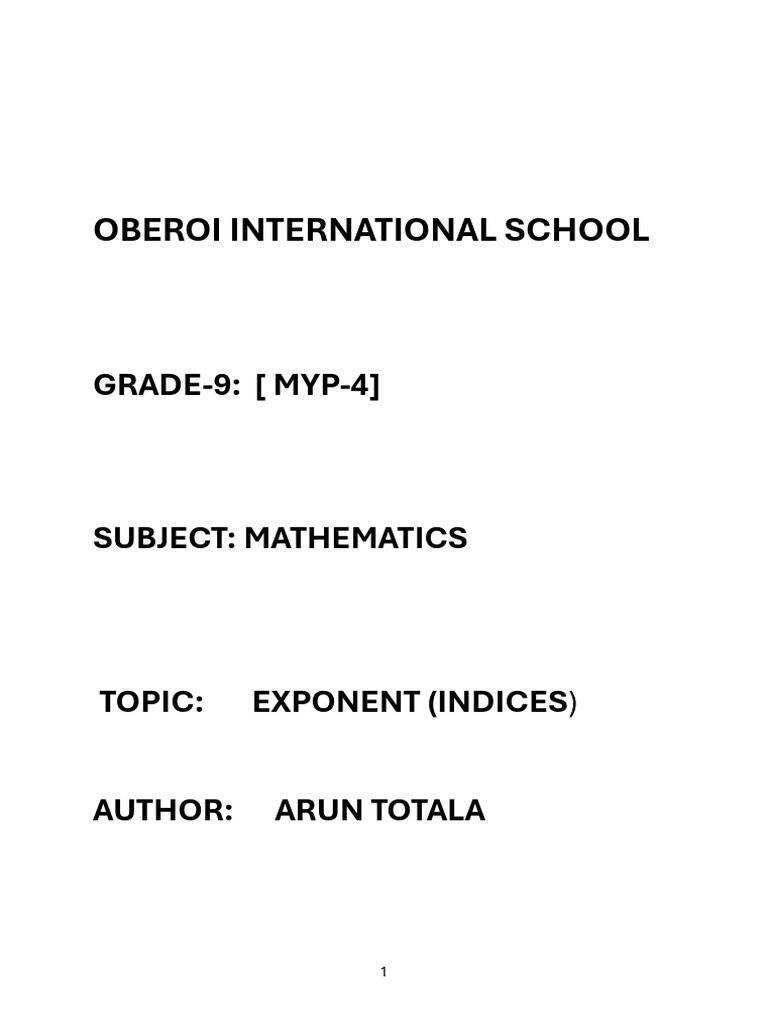 PDF Grade-9 Exponent Worksheets | PDF