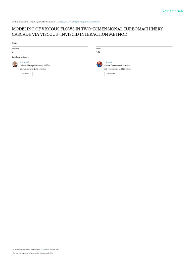 Modeling of Viscous Flows in Two-Dimensional Turbo | PDF | Boundary Layer | Fluid Dynamics