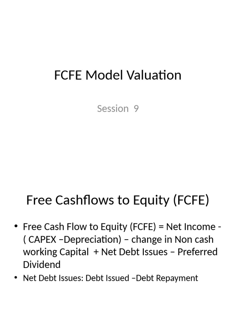 FCFE Model Session | PDF | Free Cash Flow | Financial Accounting