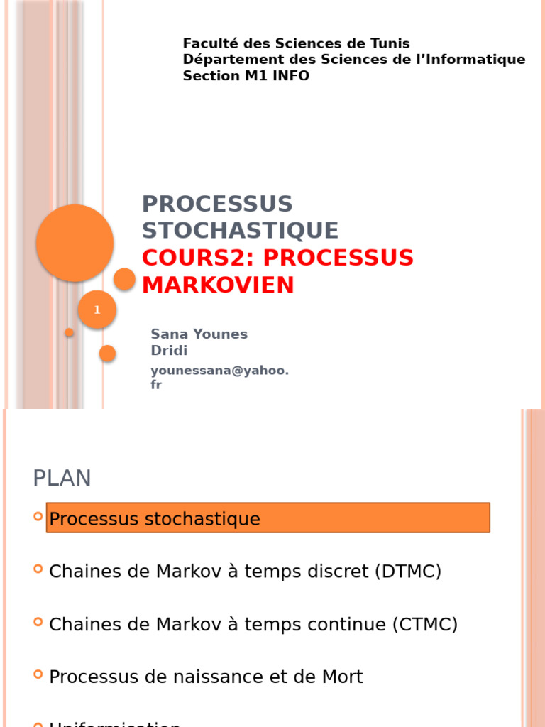 Cours PS2 | PDF | Chaîne de Markov | Processus stochastique