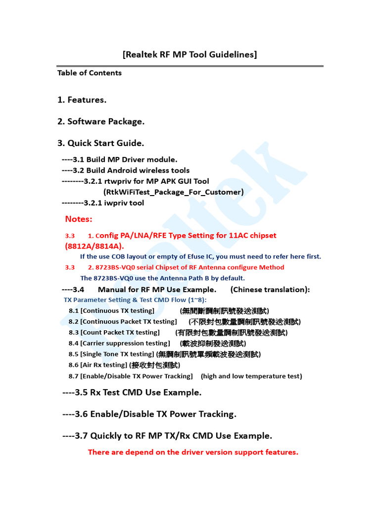 Realtek RF MP Tool Guidelines V14 20150605 | PDF | Device Driver | Android (Operating System)