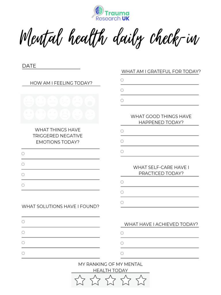Mental Health Daily Check in | PDF