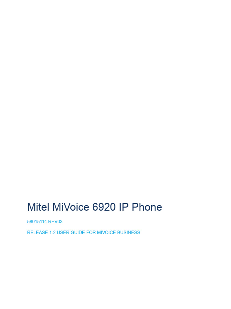 Mitel 6920 - Ug - en | PDF | Ip Address | Computer Network