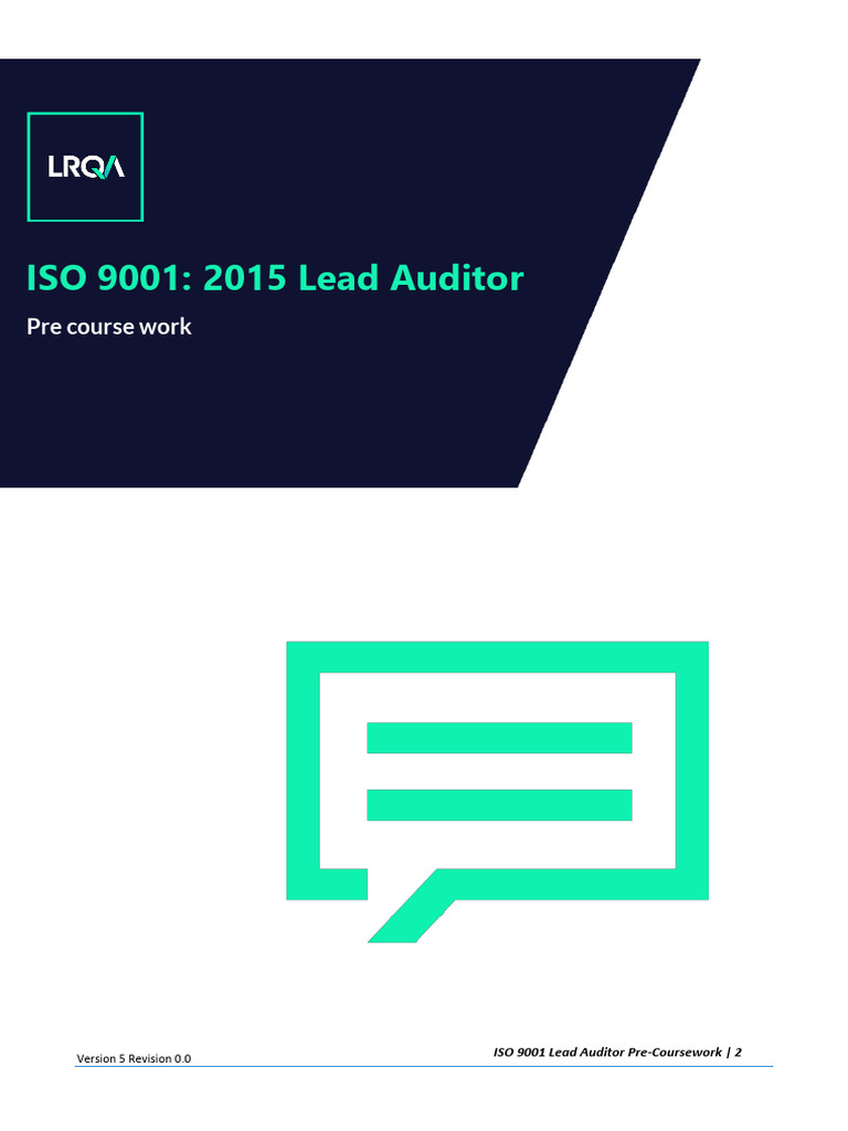 ISO 9001 IRCA Pre Coursework V5 R0.0 | PDF | Iso 9000 | Quality Management