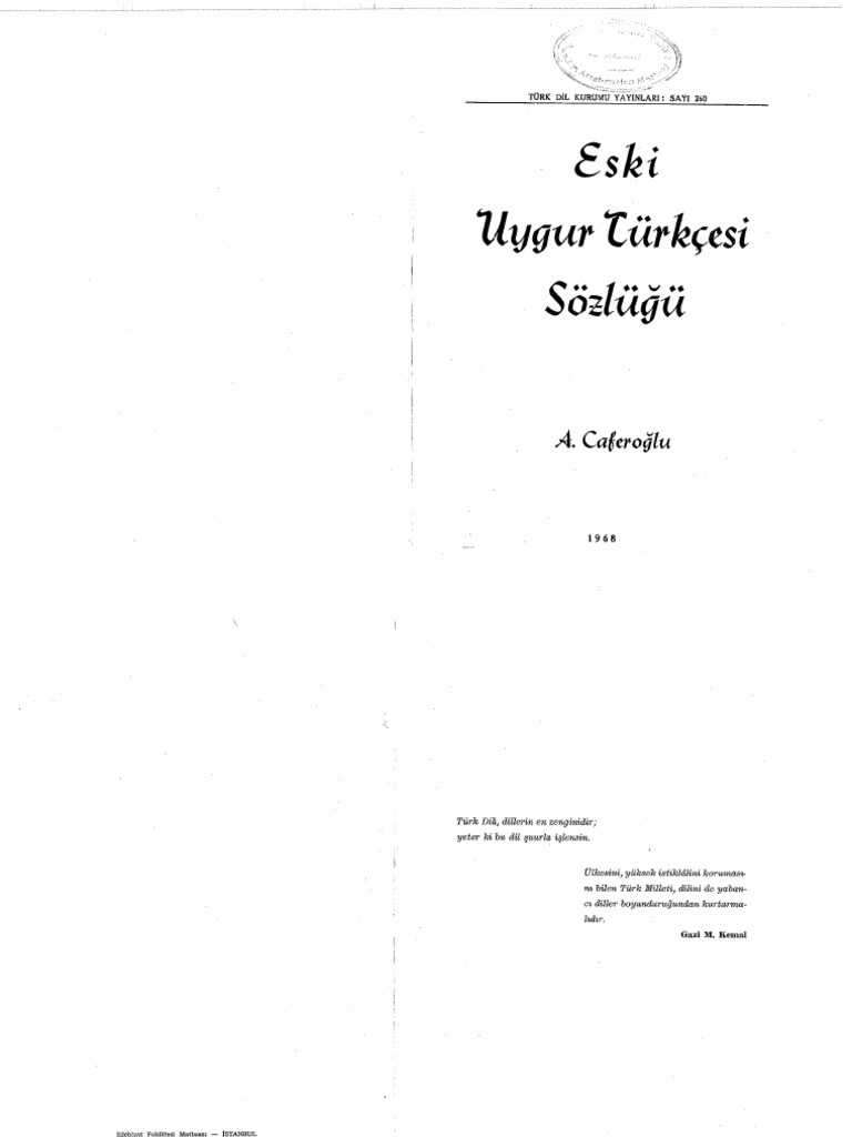 Eski Uygur Turkcesi Sozlugu | PDF