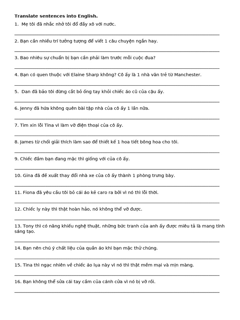 Translation Sentences Into English 33 | PDF