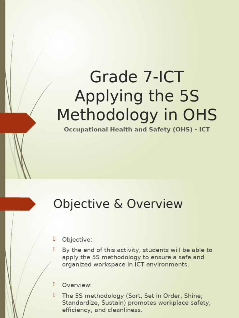 Grade 7 ICT 5S Activity | PDF | Safety