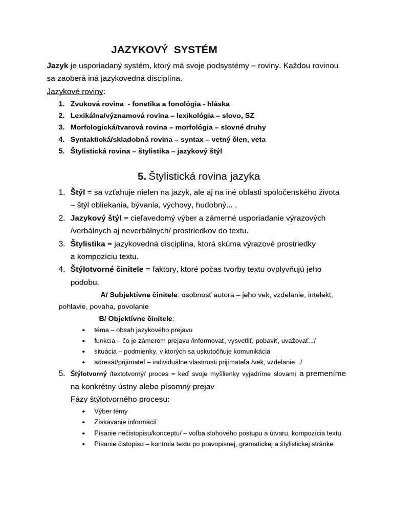 Jazykový Systém | PDF