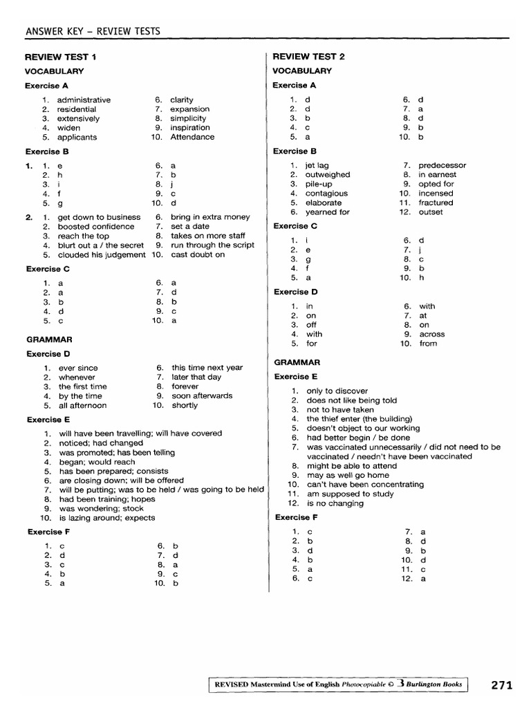 Mastermind - Review Test - Key | PDF