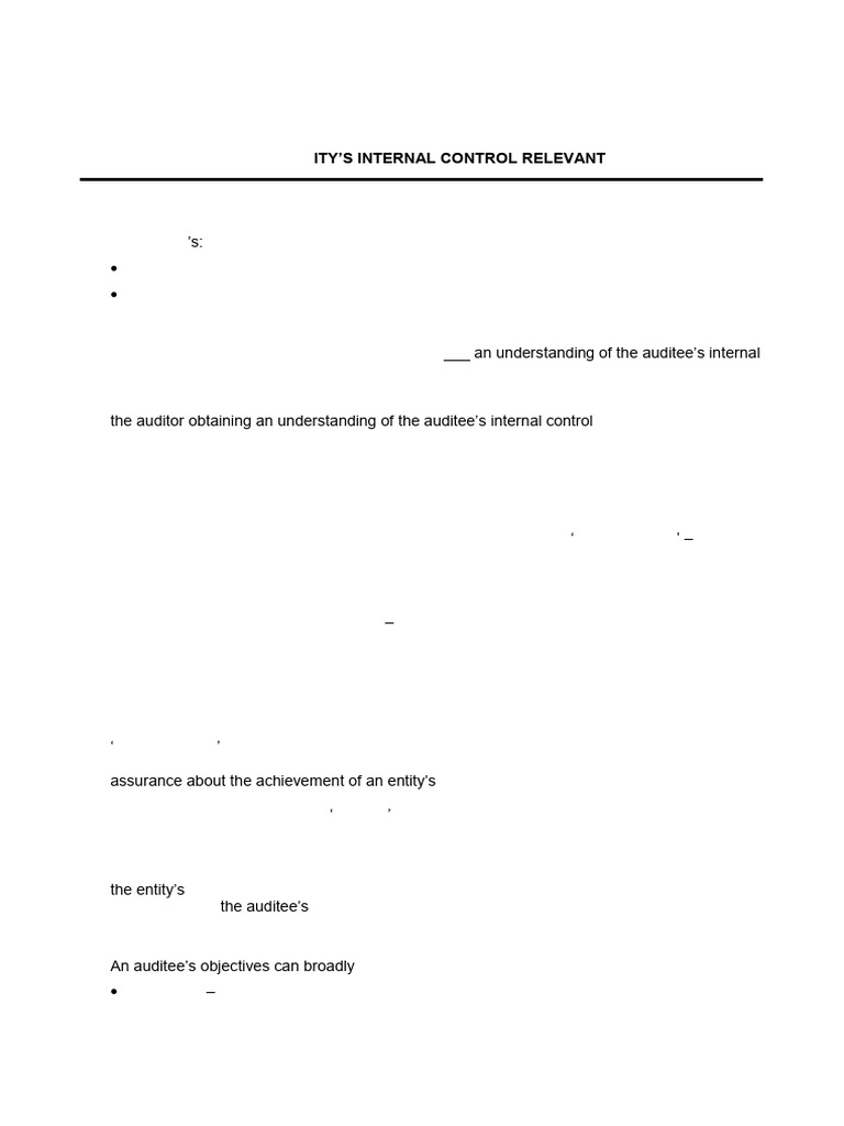07.1 AFS - Understanding the entity's internal control relevant to the audit | PDF | Internal ...