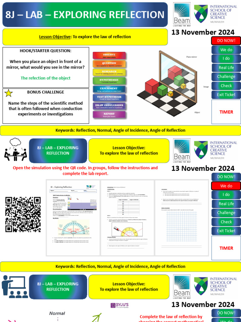 Year 8 - 8J - Lab - Exploring Reflection | PDF | Reflection (Physics ...