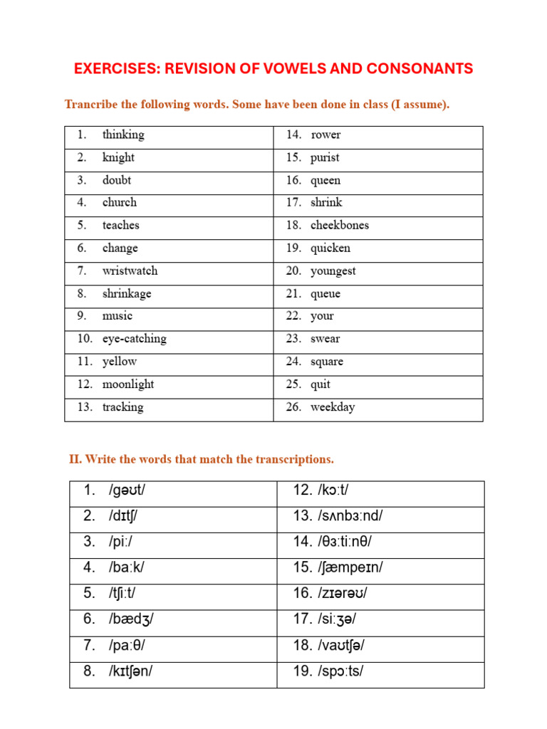 Exercises Week 5-6 | PDF | Syllable | Languages