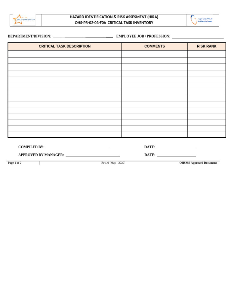 03-F06 Critical Task Inventory | PDF