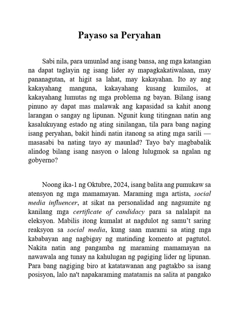 Payaso Sa Peryahan | PDF